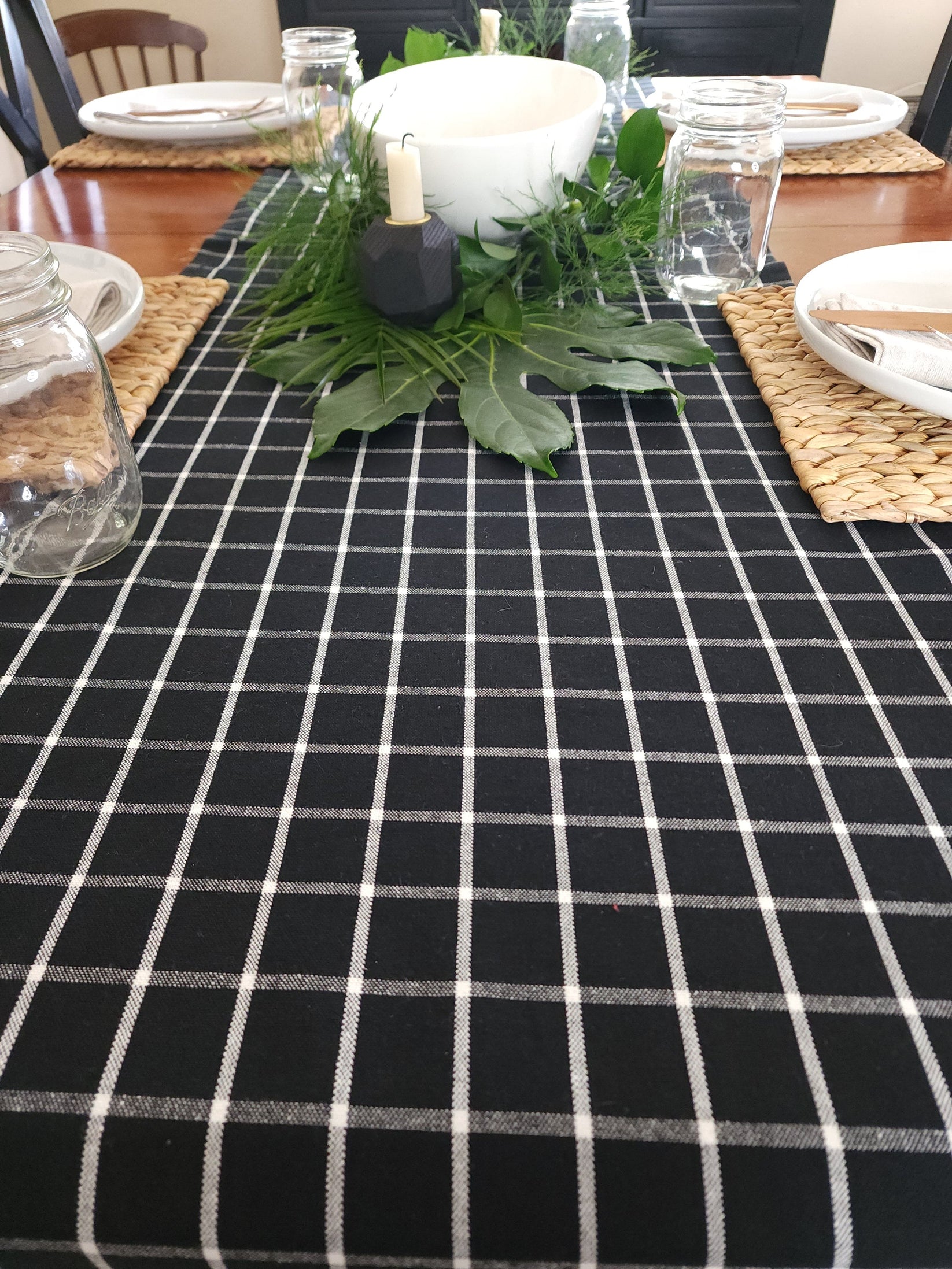 Black & White Checkered Table Runner – 90 West Linen Co.
