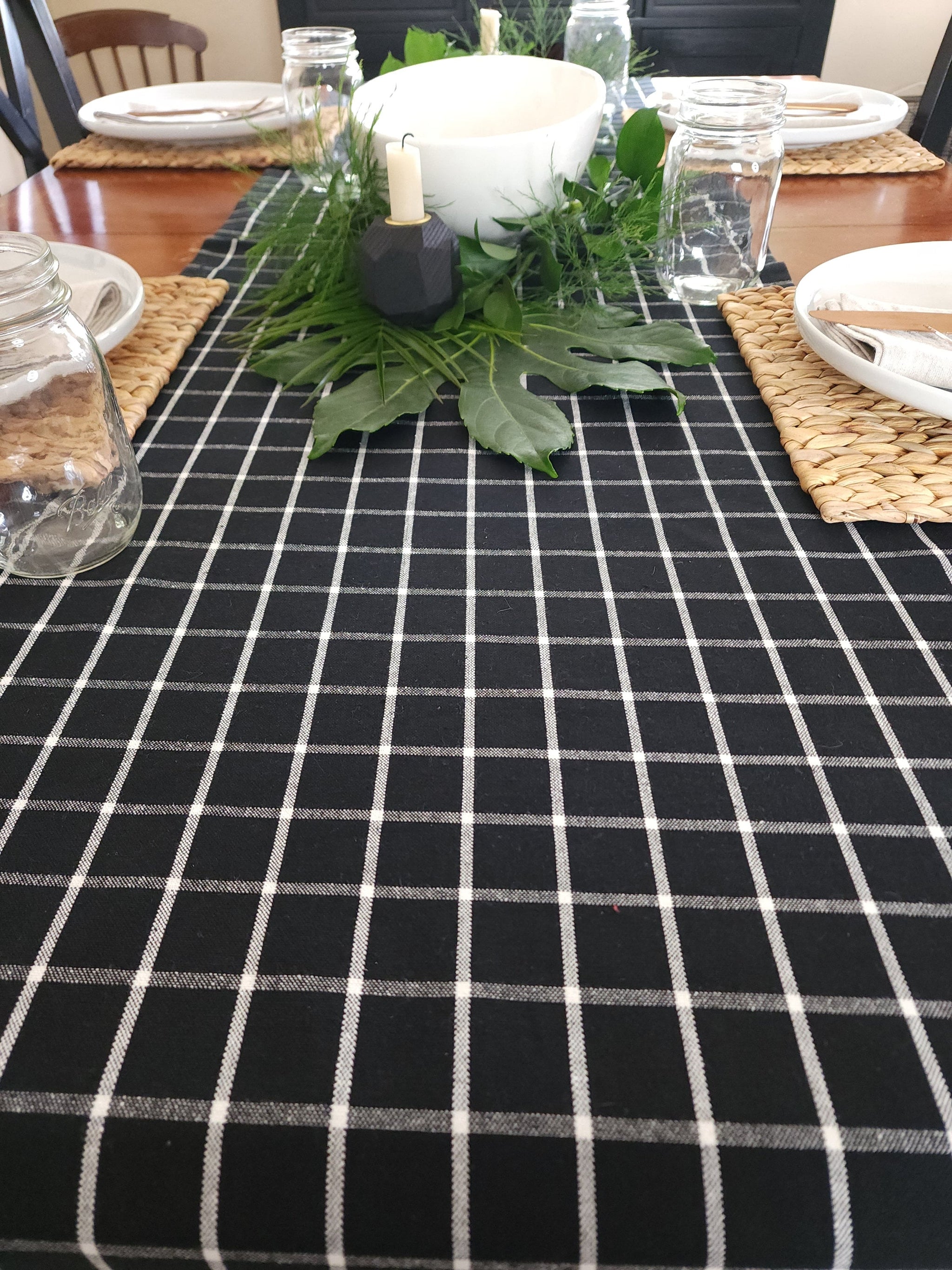 Black & White Checkered Table Runner – 90 West Linen Co.