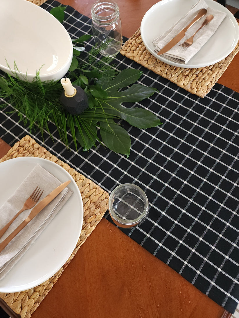 Black & White Checkered Table Runner – 90 West Linen Co.