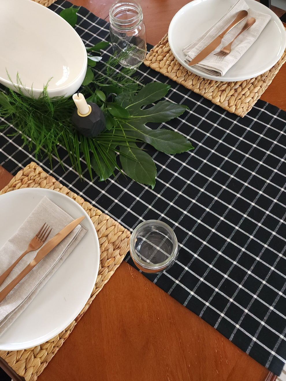 Black & White Checkered Table Runner – 90 West Linen Co.
